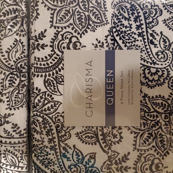 Charisma | Bedding | Charisma Queen Piece Navy Blue White Bed Sheet ...